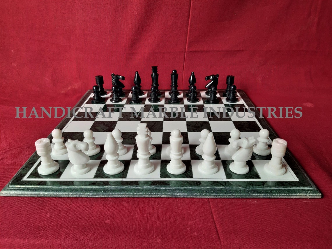 Marble Chess Board With Marble Chess Pieces Stone Chess Set | Etsy