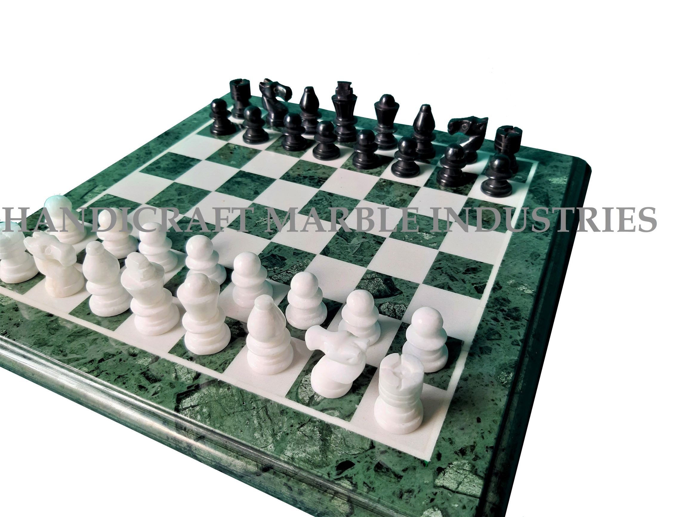 Tablero de ajedrez de mármol con piezas de ajedrez de mármol | Etsy
