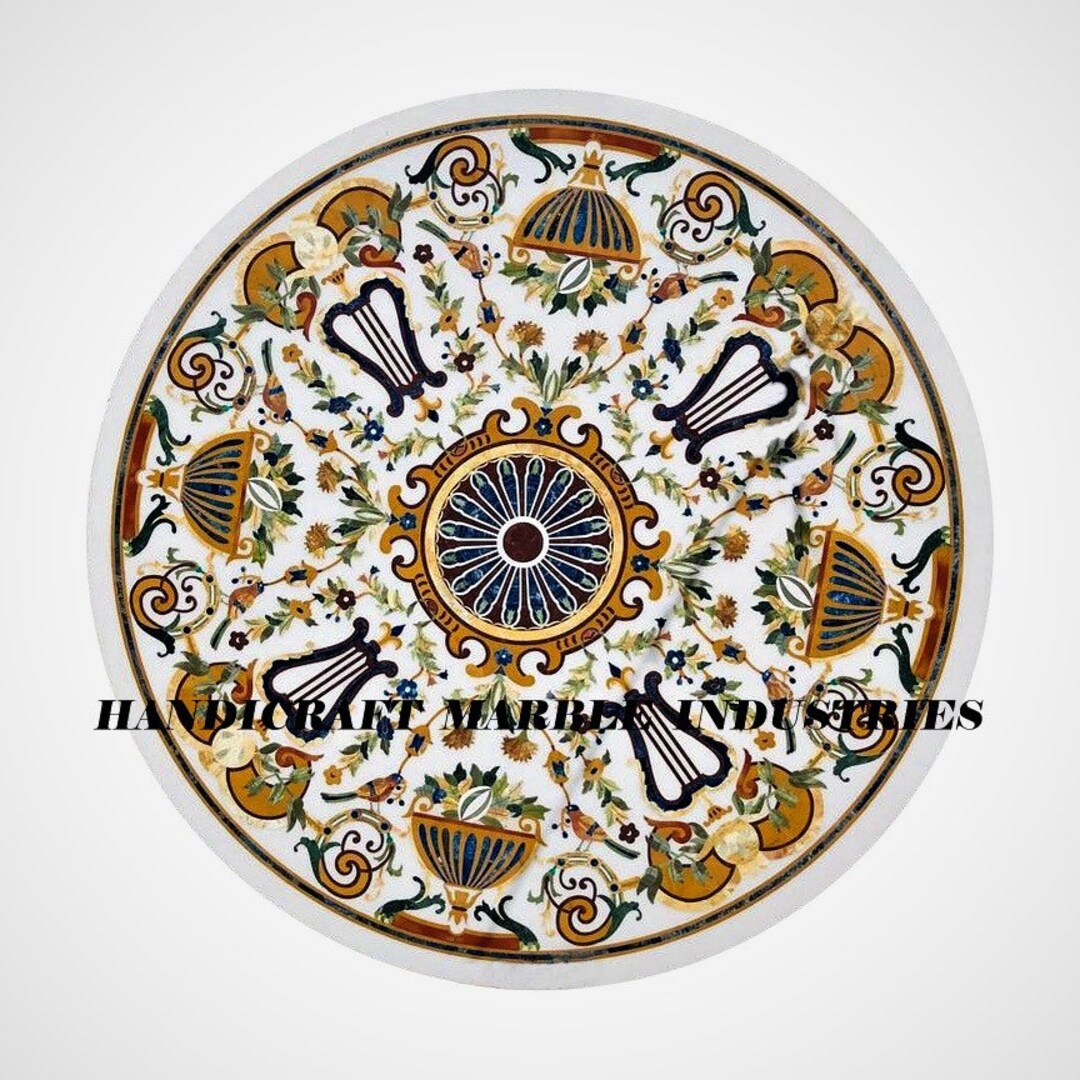 48x 48 Inch Round Marble Dining Table Inlay Multi - Etsy