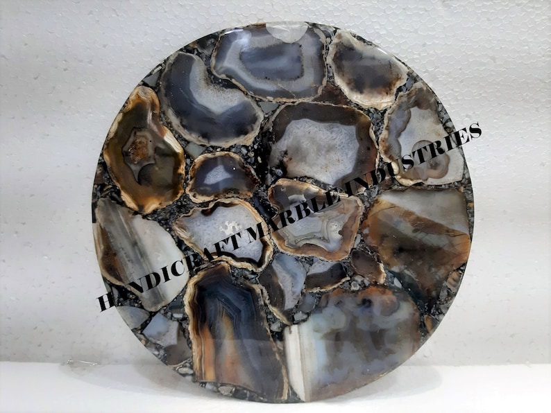 Dark Agate Cake Stand Natural Brown Agate Stone Cake Stand | Etsy