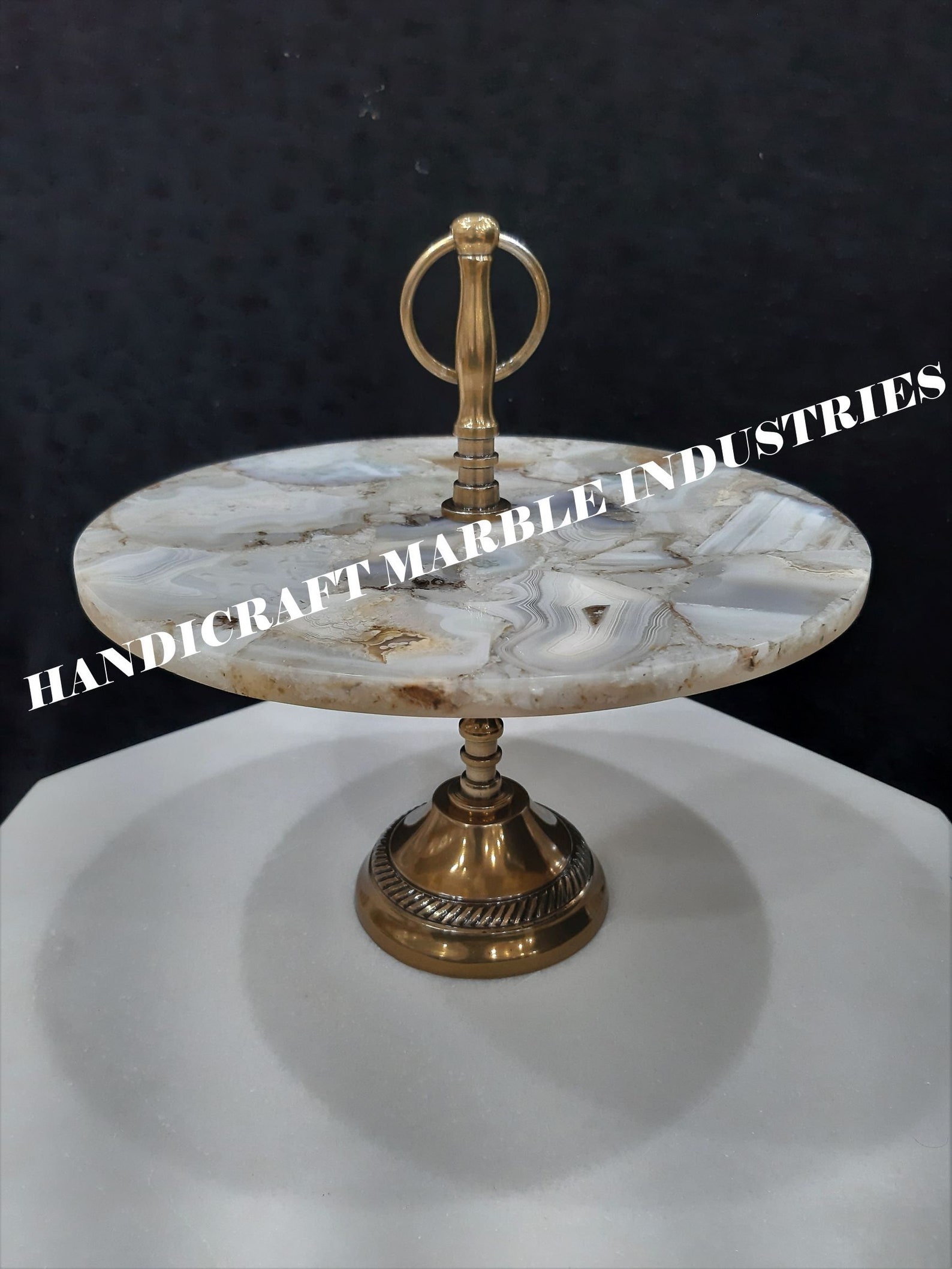 Grey Agate Cake Stand Natural Agate Stone Cake Stand | Etsy