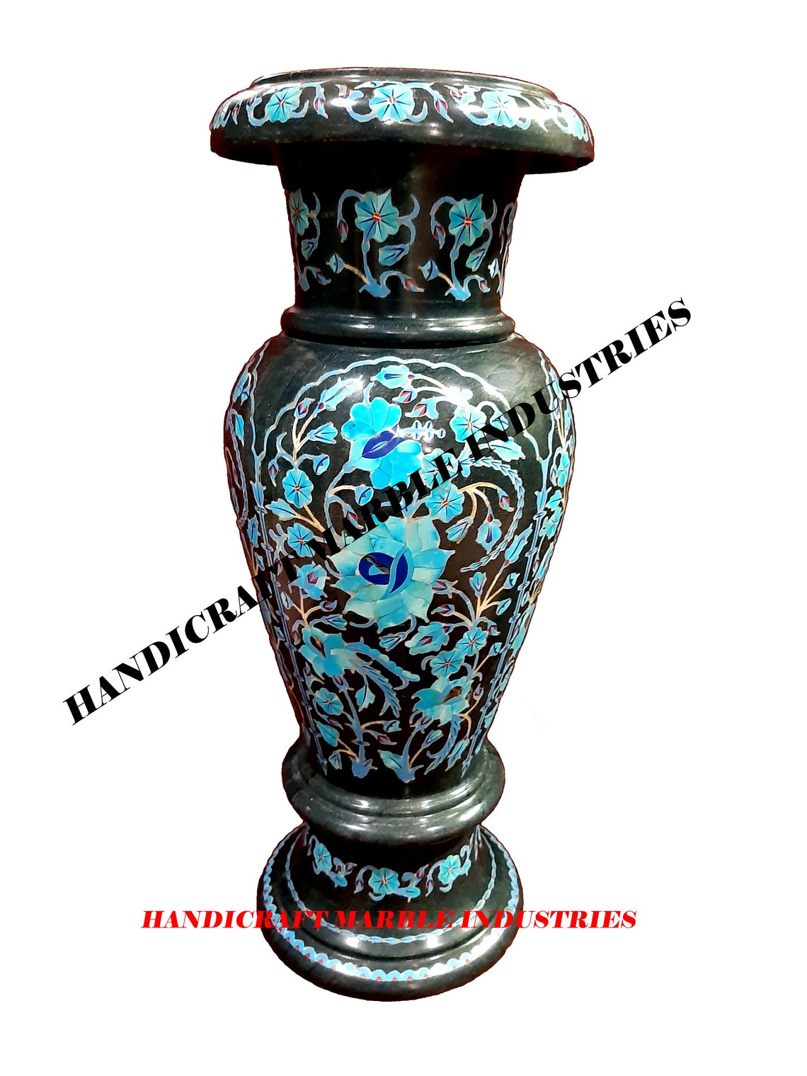 Black Marble Flower Vase Black Marble Inlay Flower Vase Semi - Etsy
