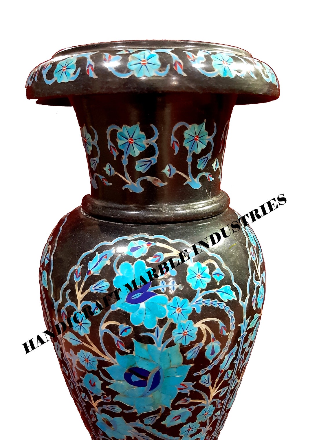 Black Marble Flower Vase Black Marble Inlay Flower Vase Semi - Etsy