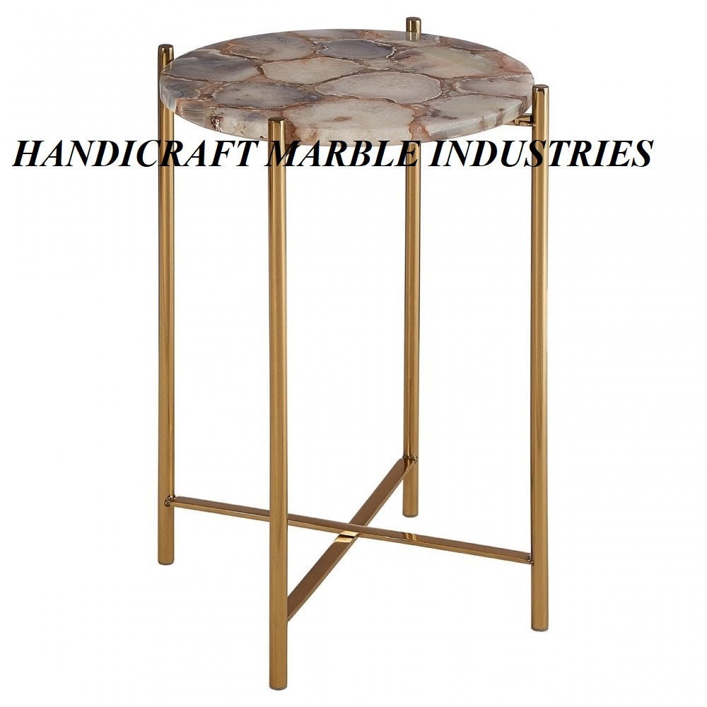 Natural Agate Side Table Agate Stone Table With Stand - Etsy