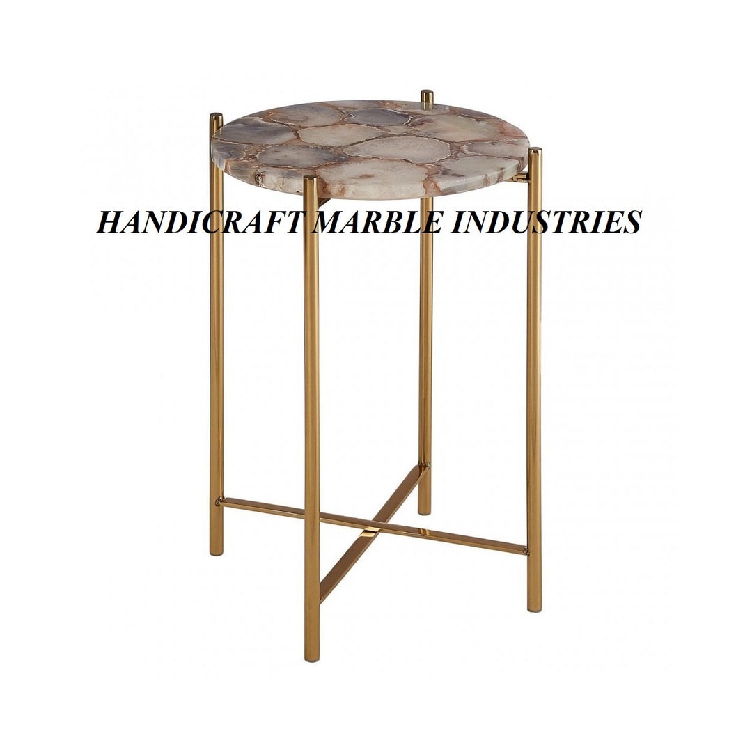 Natural Agate Side Table, Agate Stone Table With Stand - Etsy