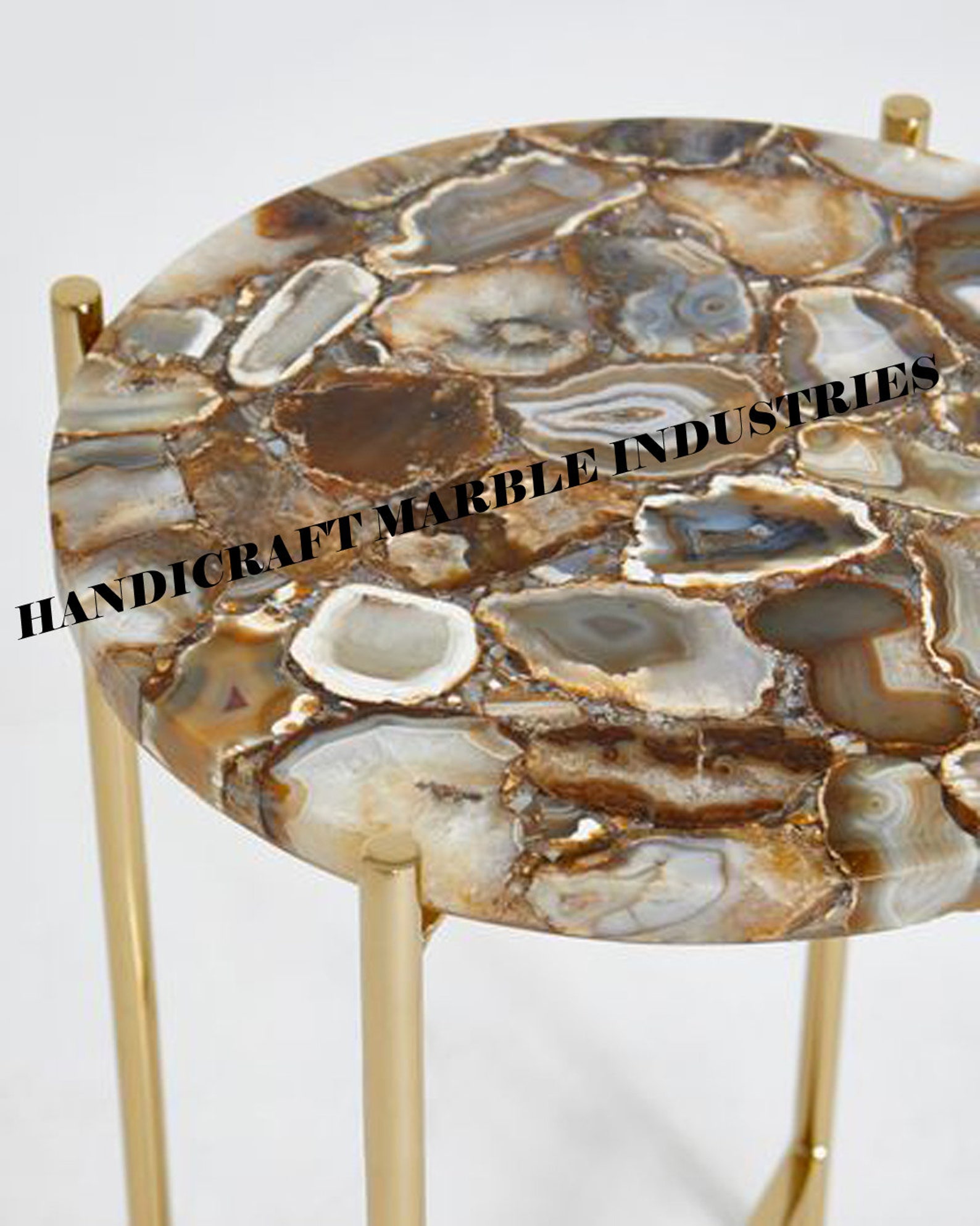 Stone Agate Table Top Round Table Natural Agate Table | Etsy