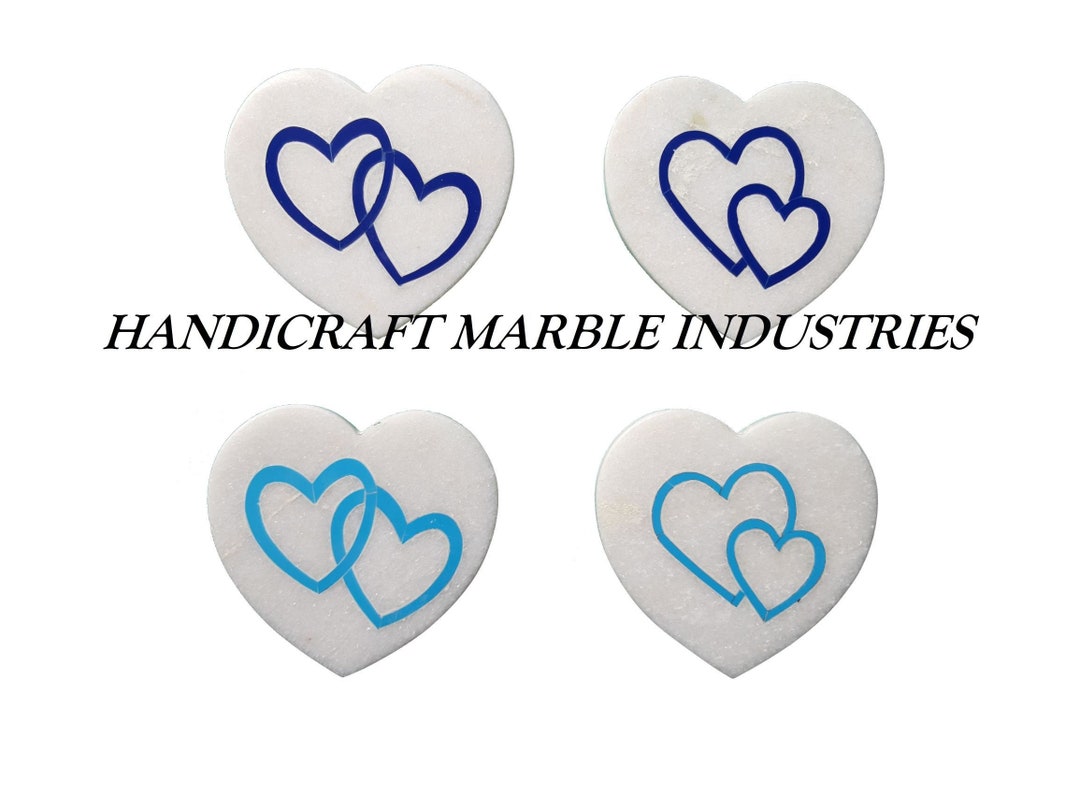 Heart Shaped Valentine Coasters Set of Marble Heart Coasters - Etsy