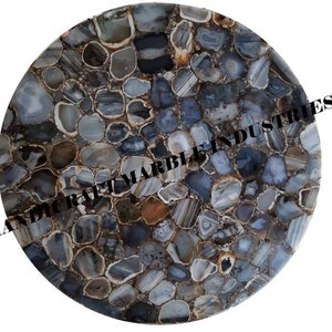 Natural Agate Round Table With Stand Agate Stone Table With - Etsy