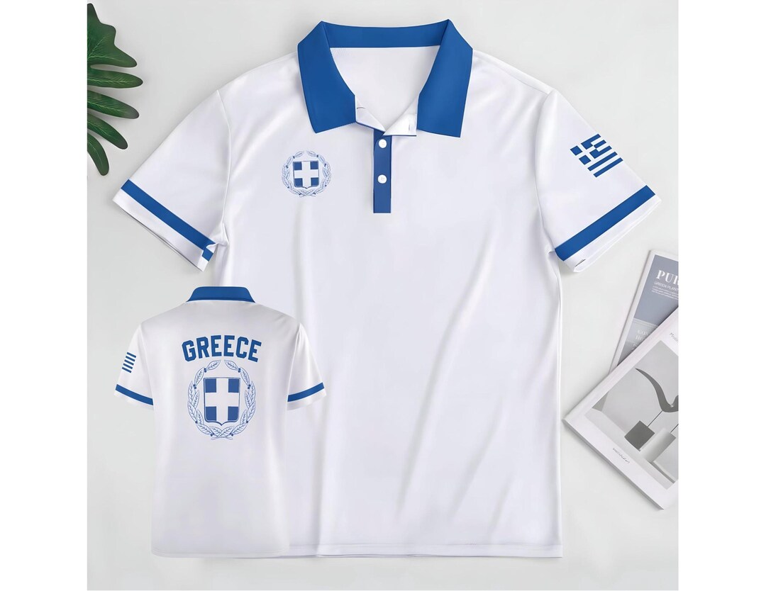 Men's Greece Coat of Arms Polo Shirt With Greek Flag, Greek Pride Gift ...