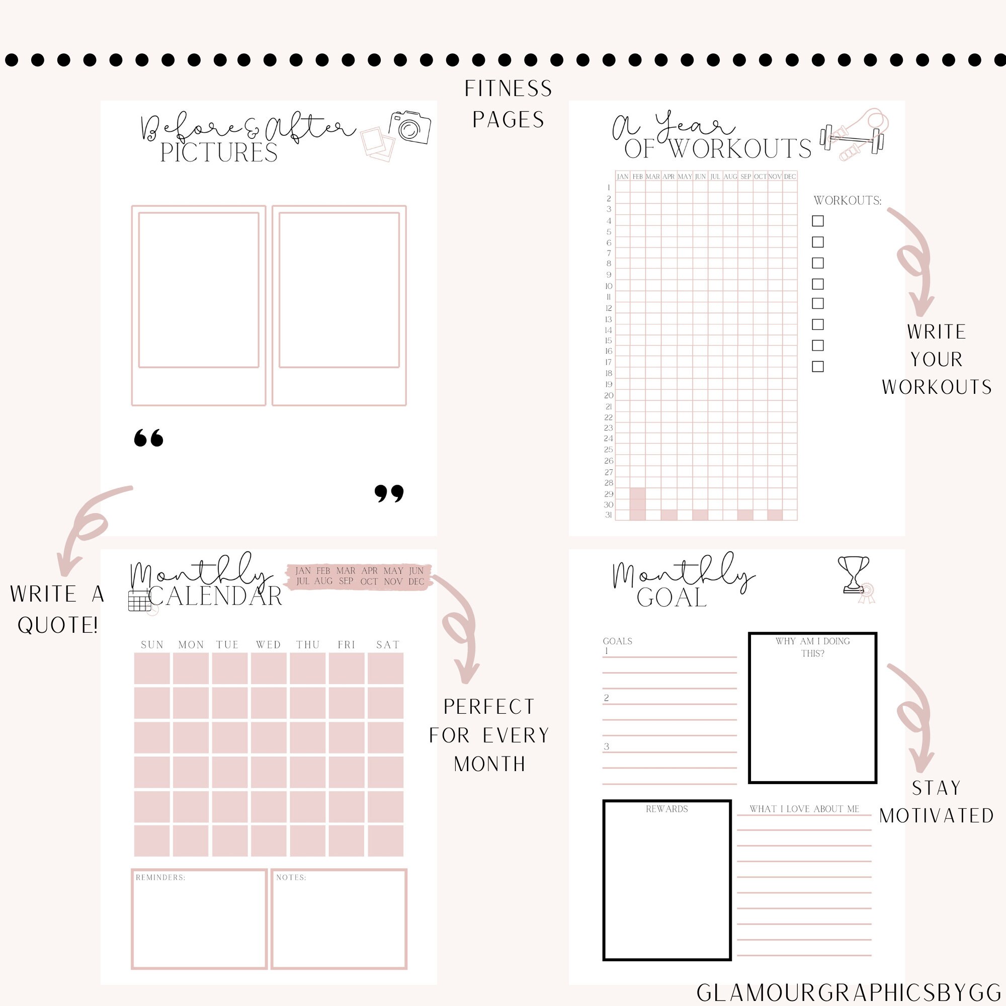 The Ultimate Fitness & Health Bundle Fitness Planners Workout Trackers ...