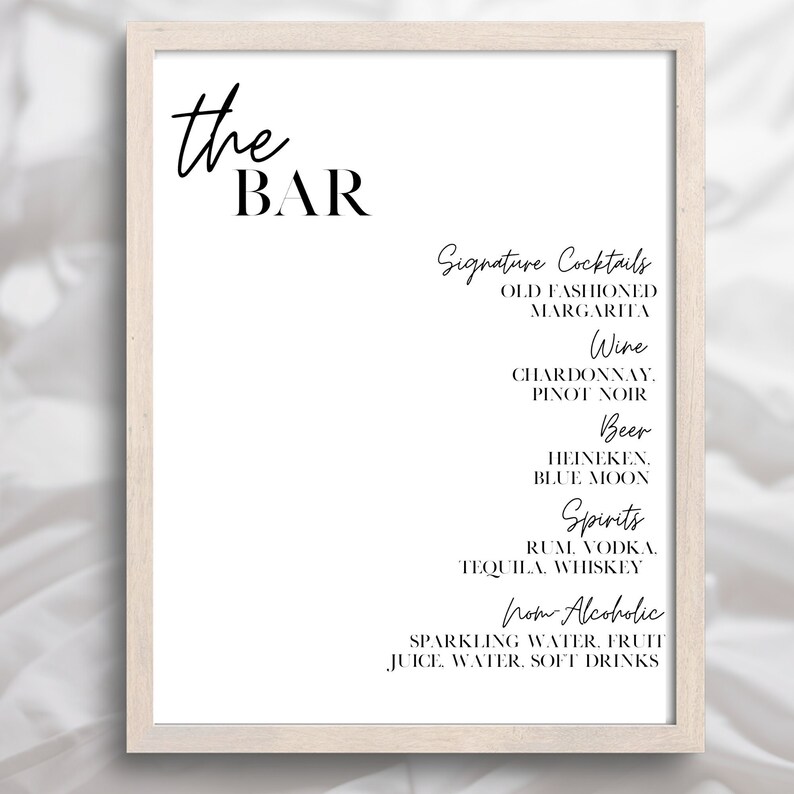 Wedding Drink Menu Printable Custom & Personalized - Etsy