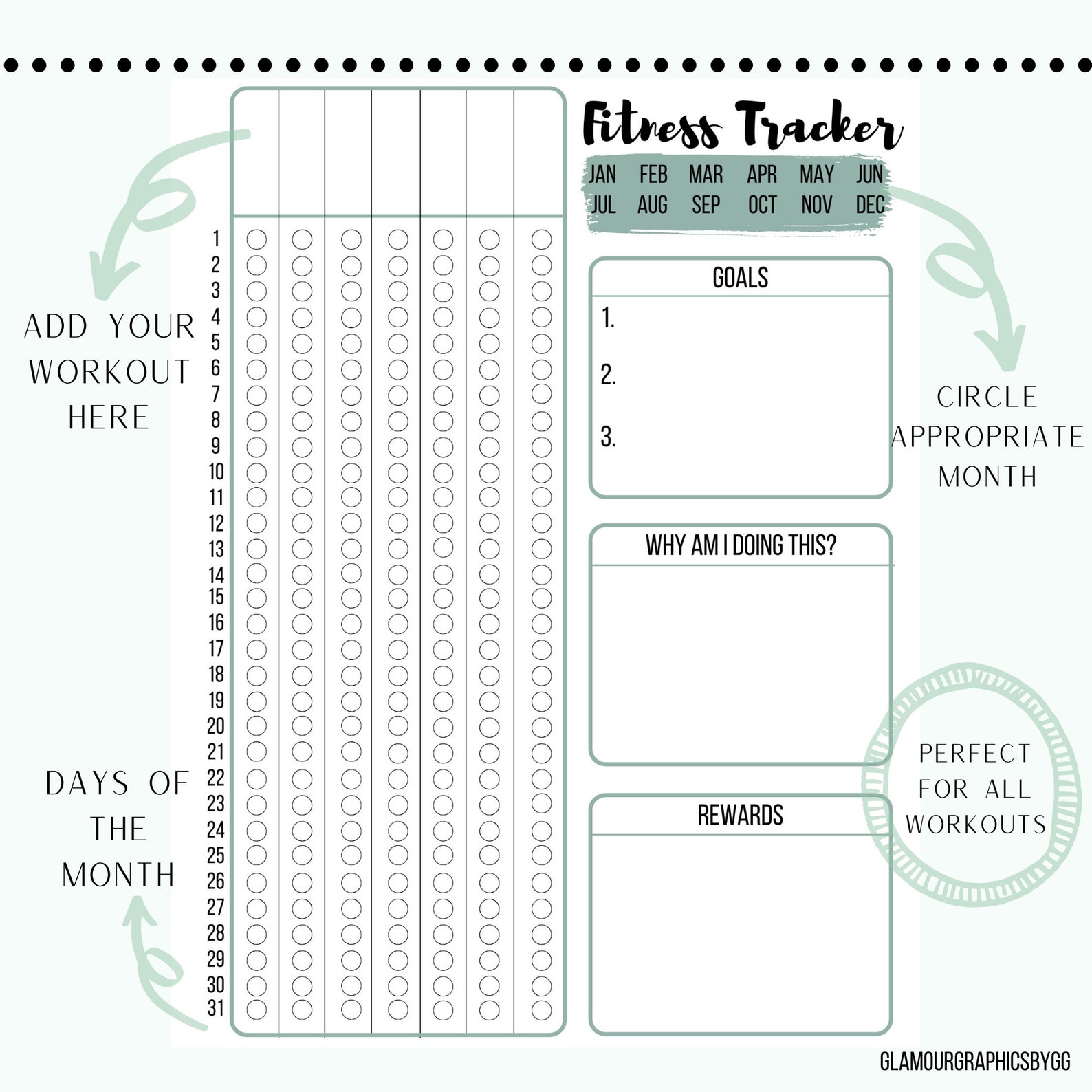 Fitness Trackerworkout Planner Printable Tracker/planner - Etsy