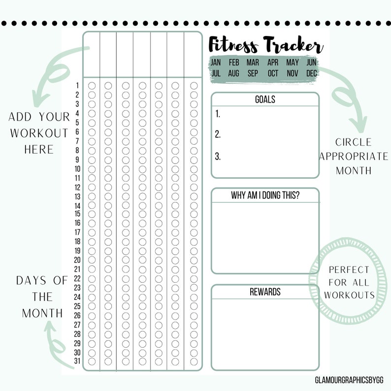 Fitness Trackerworkout Planner Printable Tracker/planner Sage8.5x11in ...