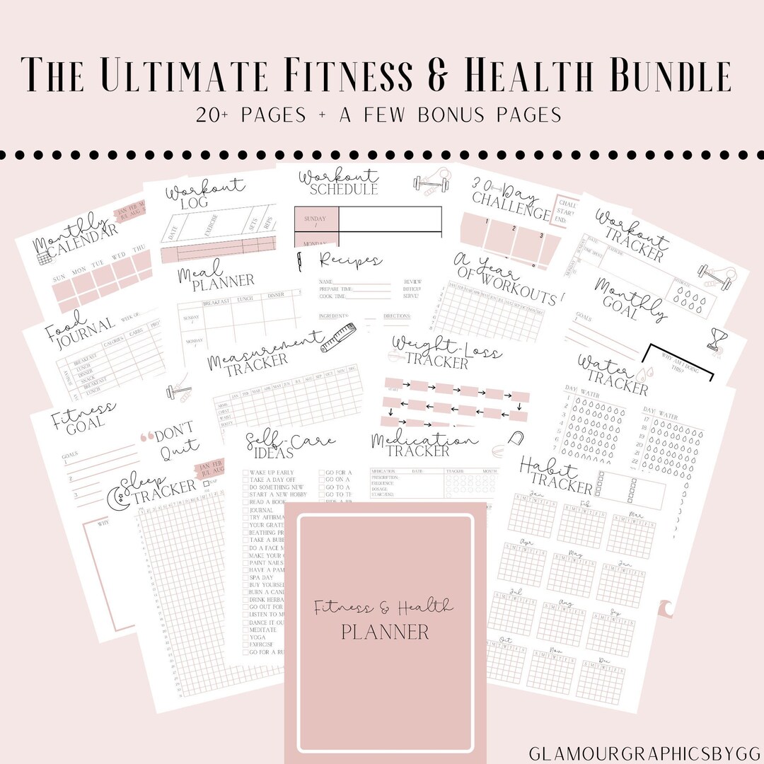 The Ultimate Fitness & Health Bundle Fitness Planners Workout Trackers ...