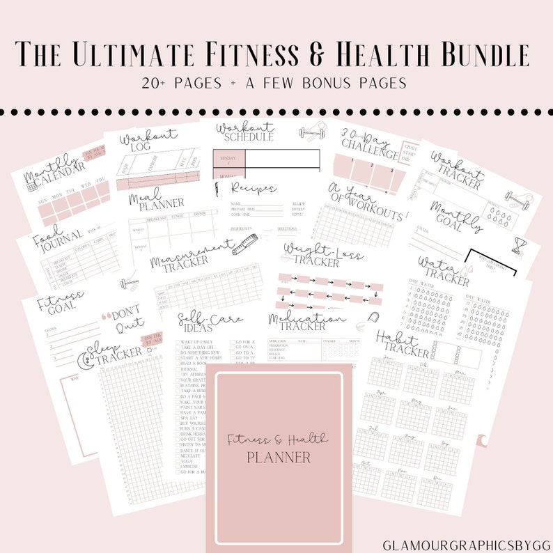 The Ultimate Fitness & Health Bundle Fitness Planners Workout Trackers ...