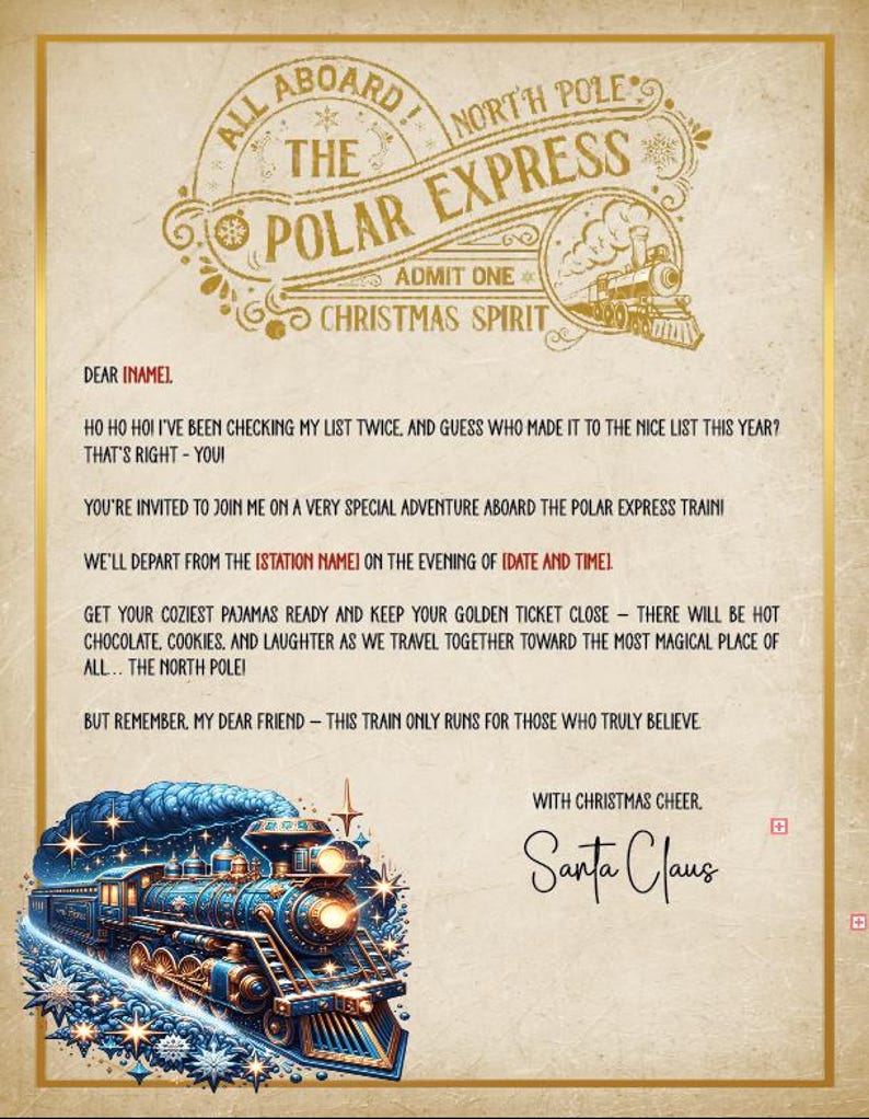 Polar Express Letter From Santa Personalized | Christmas Eve Box Letter ...