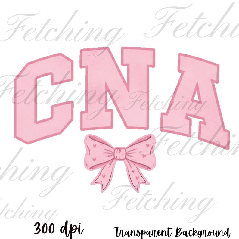 CNA Pink Bow PNG | Pink Distressed Font With Bow | Certified Nursing ...