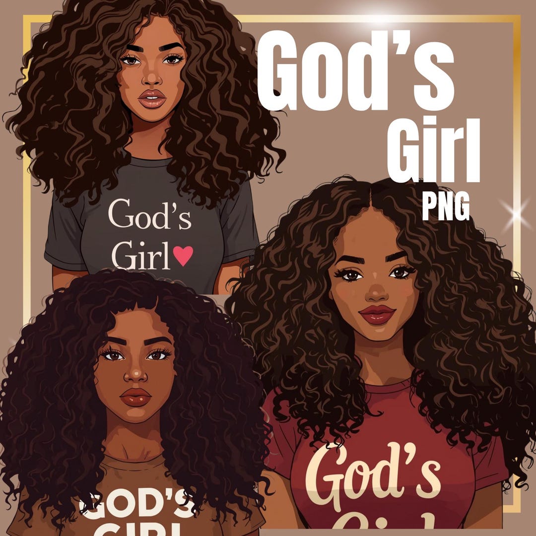 God's Girl Clip Art | Curly Afro Woman PNG Bundle (digital Download ...