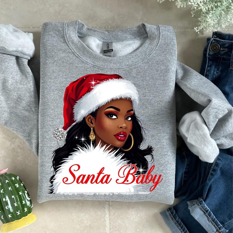 Xmas Santa Baby PNG | Black Woman Christmas Clip Art | African American ...