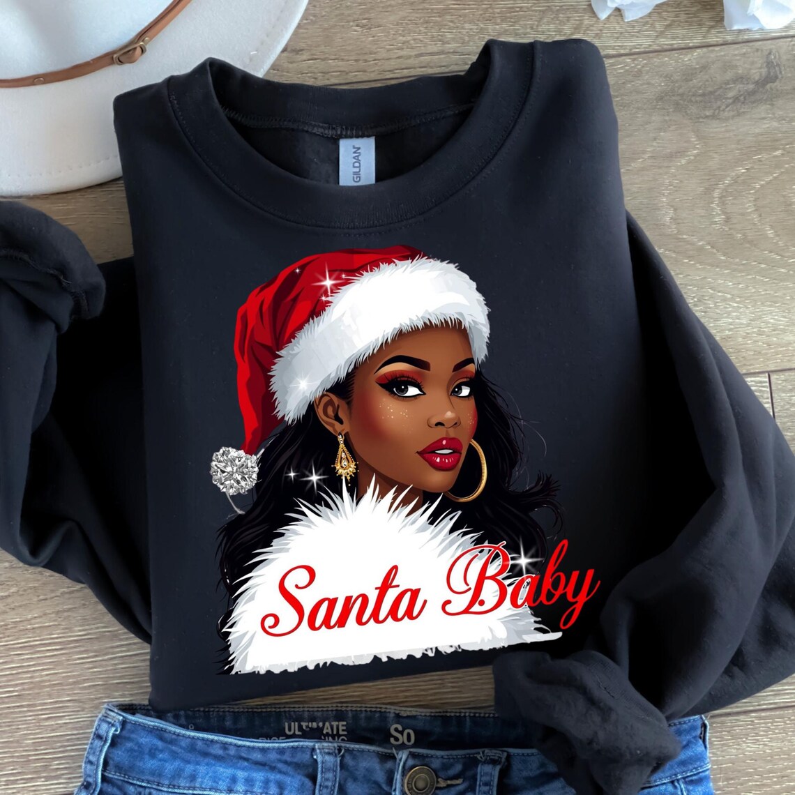 Xmas Santa Baby PNG | Black Woman Christmas Clip Art | African American ...