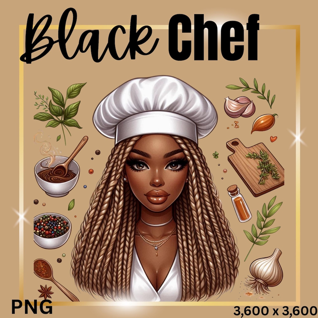 Black Woman Chef PNG | Culinary Clip Art Digital Download | Cook - Etsy
