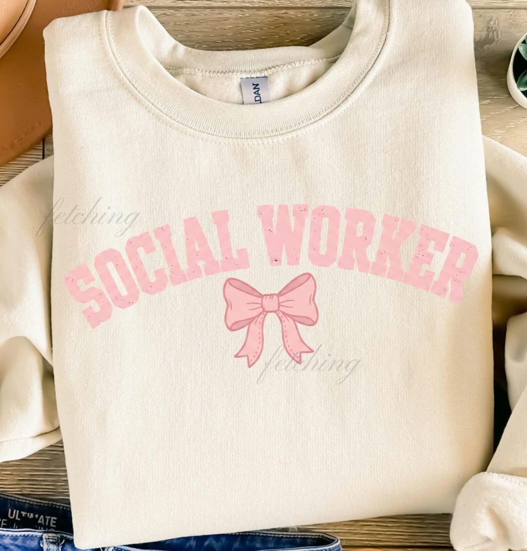 Social Worker PNG | Pink Distressed Font With Bow | Mental Health ...