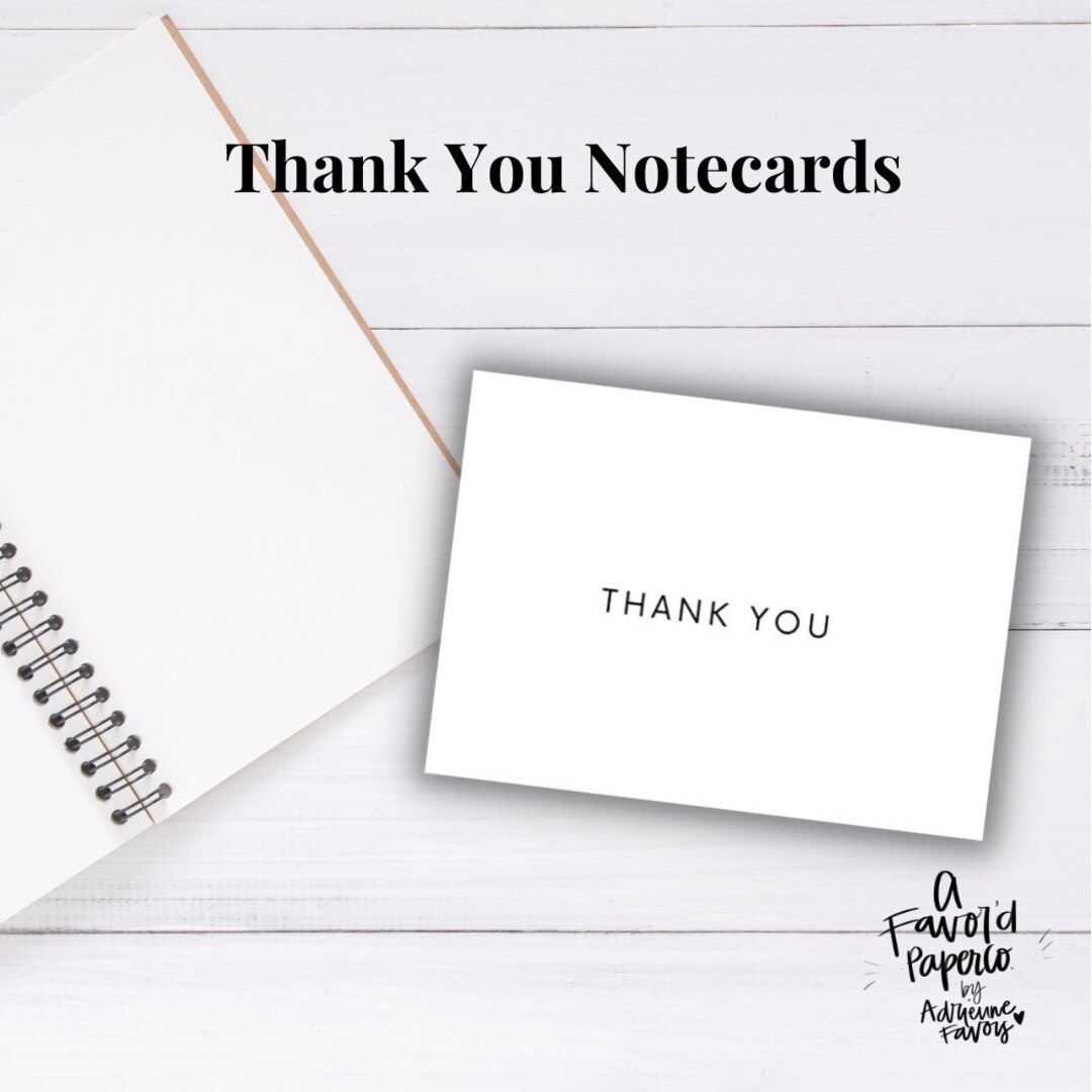 Classy, Classic Thank You, Gratitude Note Cards With Kraft Envelopes - Etsy