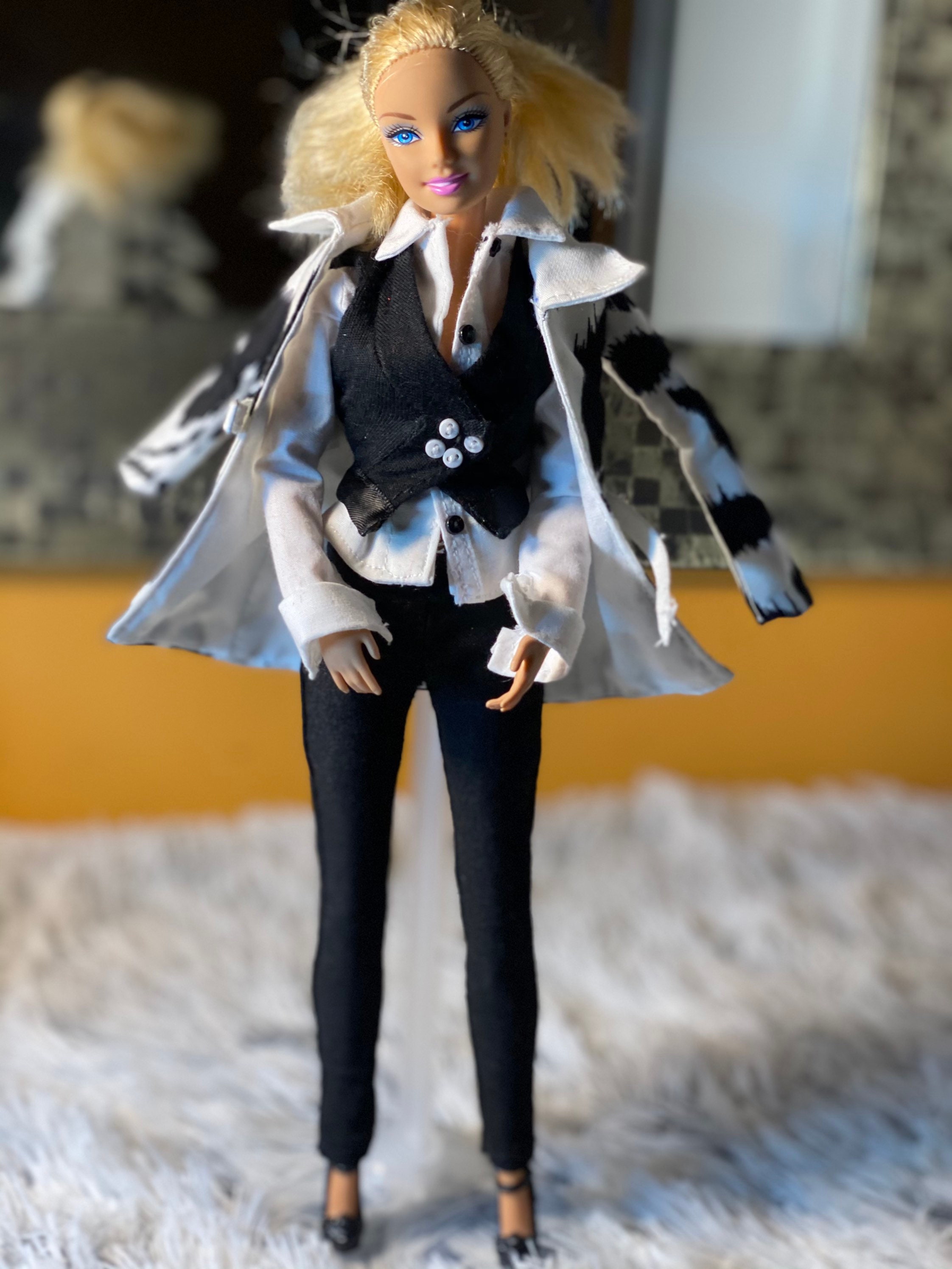 Barbie Black and White Suit Jacket Barbie doll Black Denim Pants Barbie ...