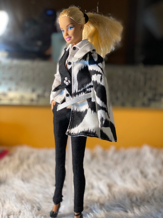 Barbie Black and White Suit Jacket Barbie doll Black Denim Pants Barbie ...