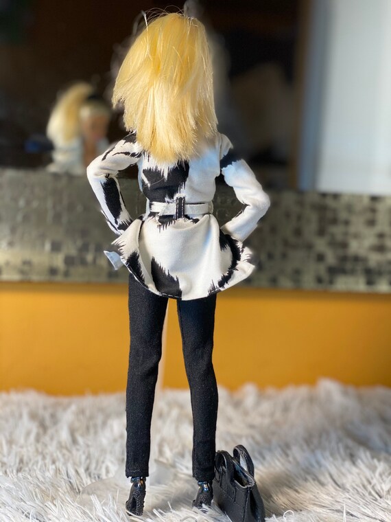 Barbie Black and White Suit Jacket Barbie doll Black Denim Pants Barbie ...