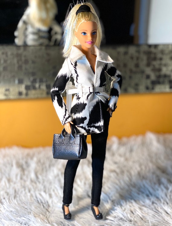 Barbie Black and White Suit Jacket Barbie doll Black Denim Pants Barbie ...