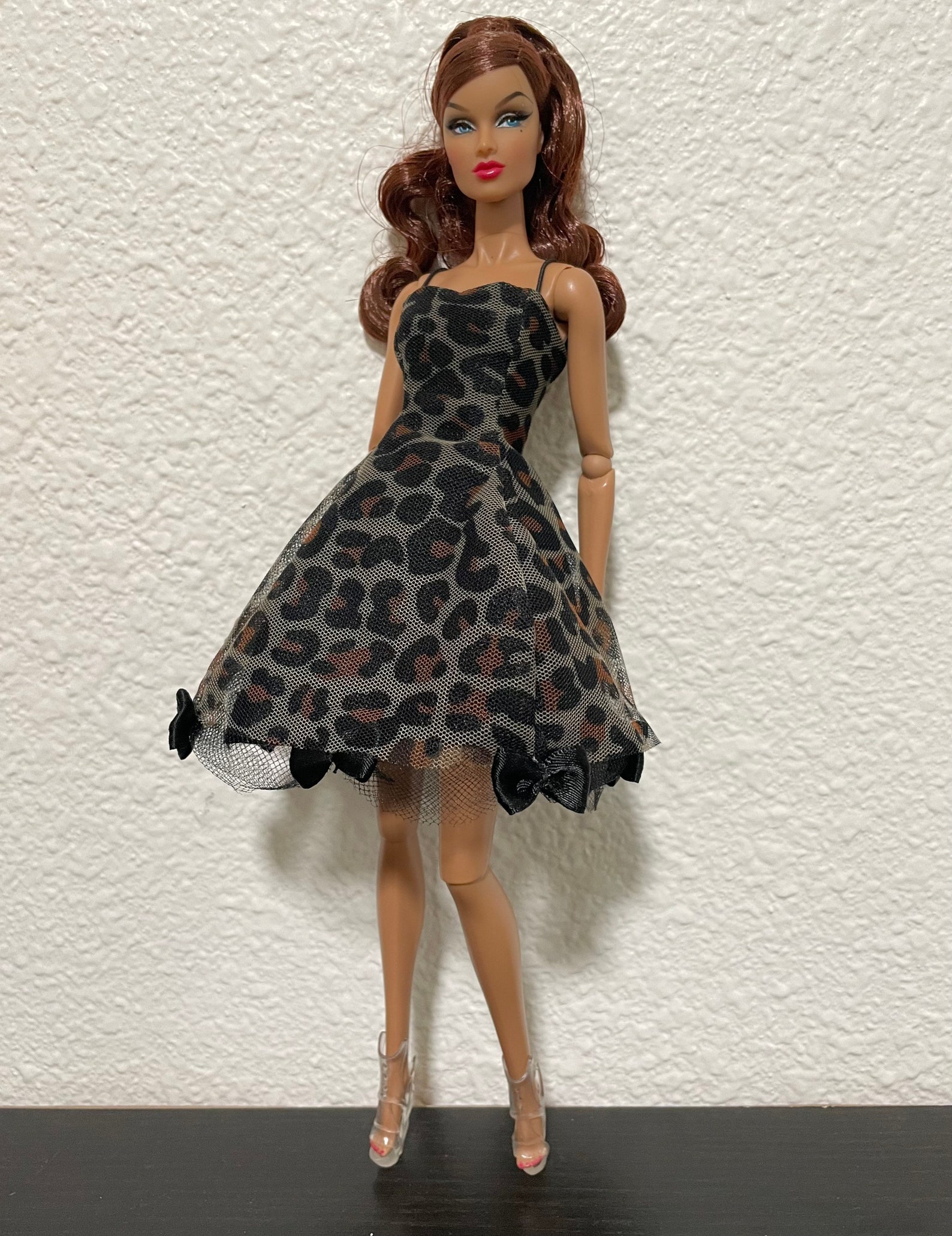 12 Inch Doll Sheer Cheetah Print Bubble Dress With Ribbon - Etsy