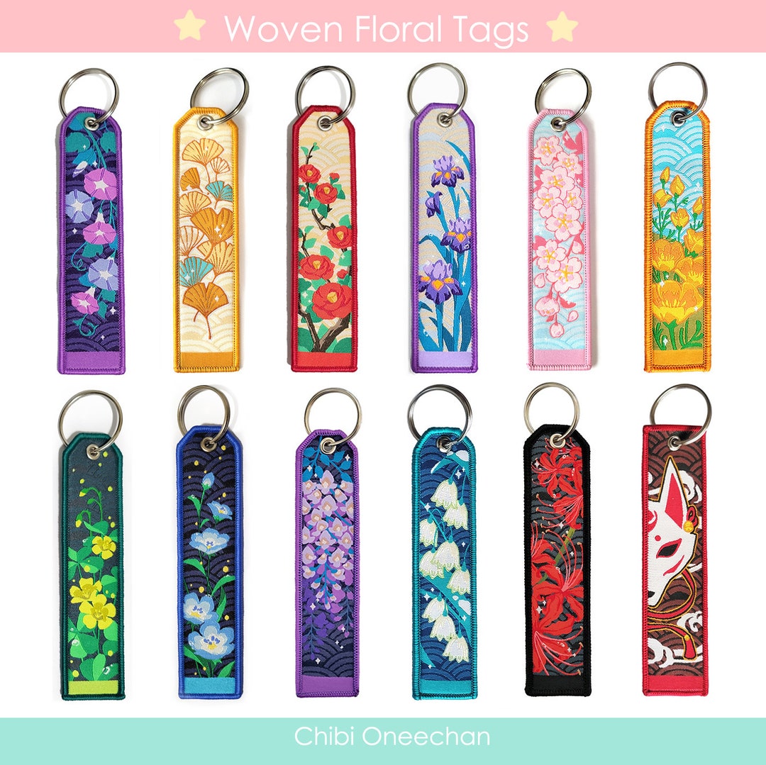 Woven Floral Jet Tag Keychain - Etsy