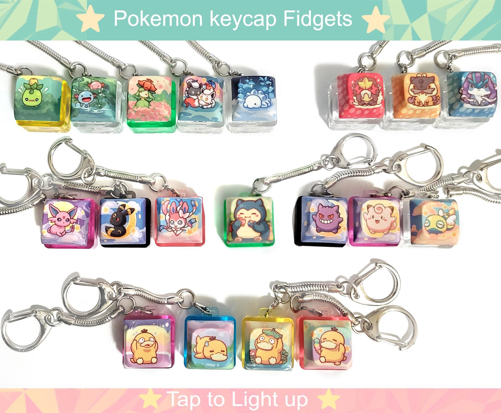 Pokemon Keycap Fidget Keychains - Etsy