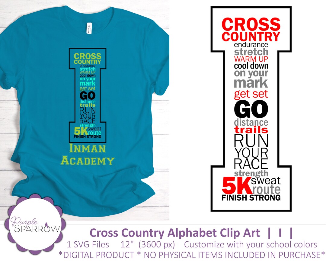 Cross Country Clip Art SVG | I | Sublimation Design for Shirts, Totes ...
