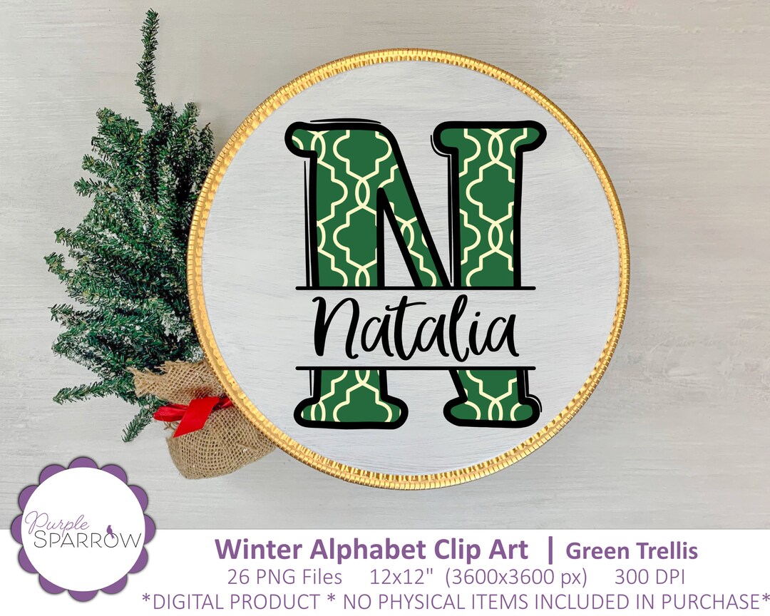 Winter Alphabet Clip Art | Green Trellis | 26 PNG Files - Etsy