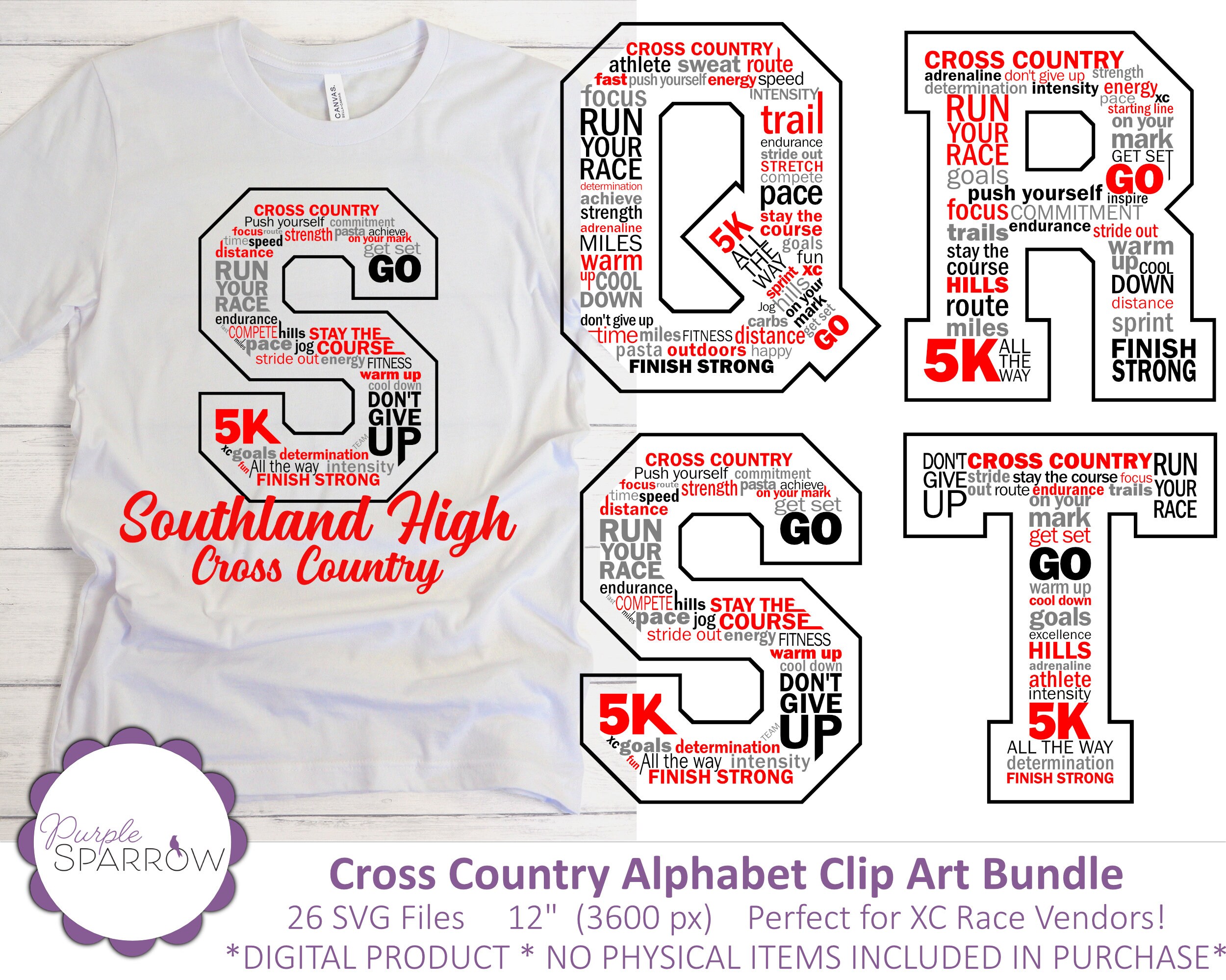 Cross Country Alphabet Clip Art SVG | T Shirt Sublimation Design Bundle ...