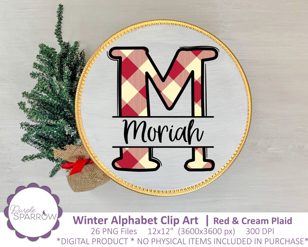 Winter Alphabet Clip Art | Red & Cream Plaid | 26 PNG Files - Etsy