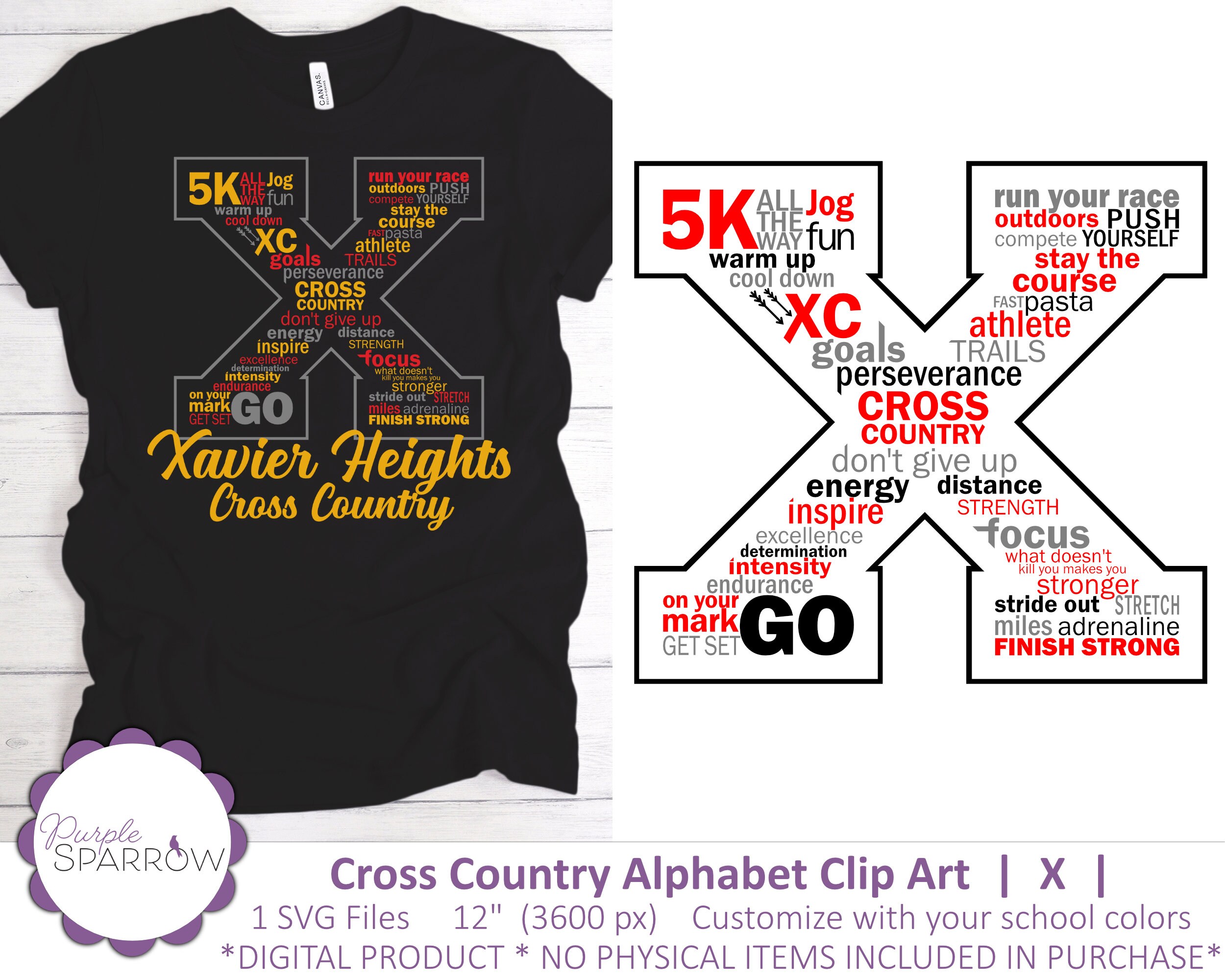 Cross Country Clip Art SVG | X | Sublimation Design for Shirts, Totes ...