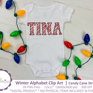 Winter Alphabet Clip Art | Candy Cane Stripes | 26 PNG Files - Etsy
