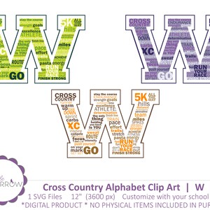 Cross Country Clip Art SVG | W | Sublimation Design for Shirts, Totes ...