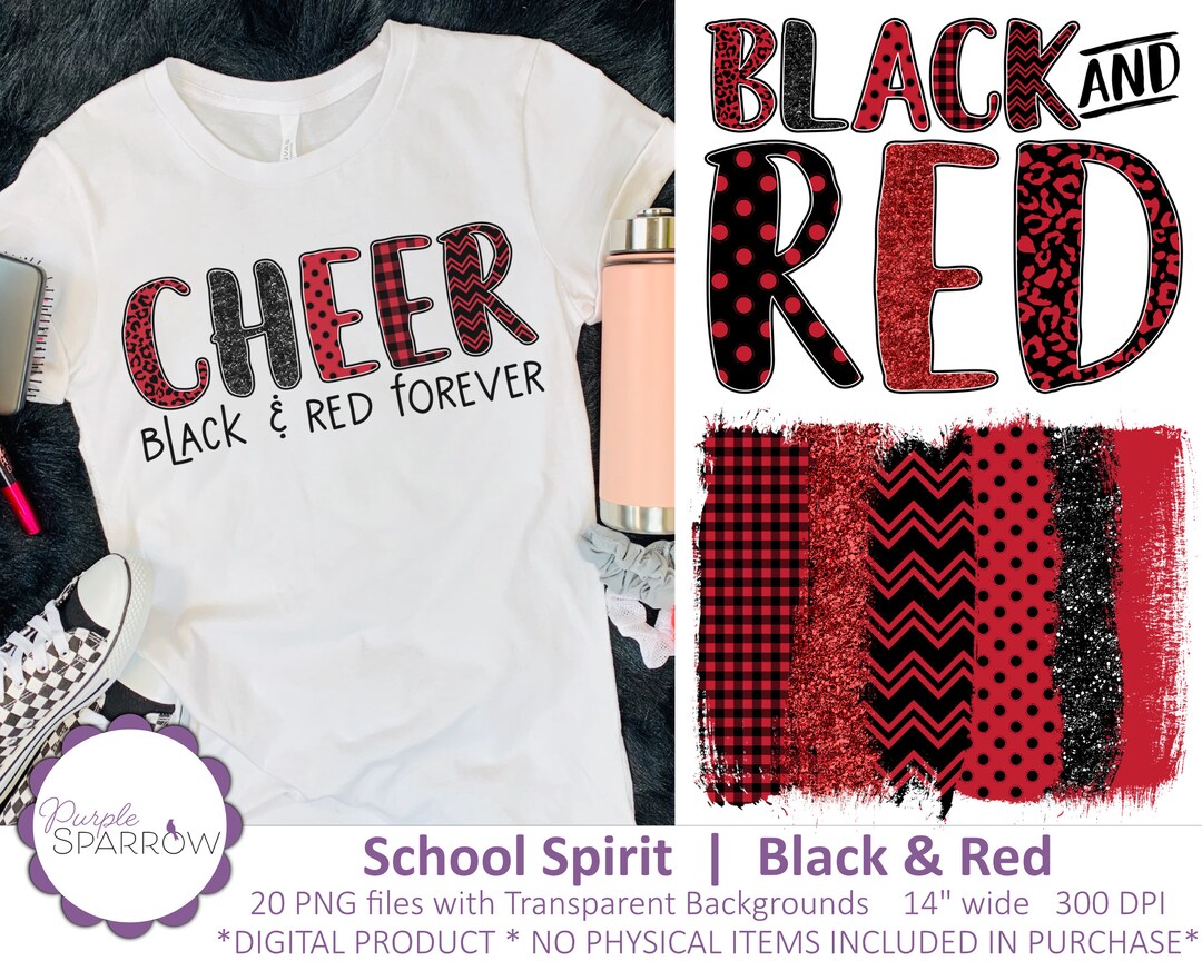 School Spirit | Black & Red | 20 PNG Files - Etsy