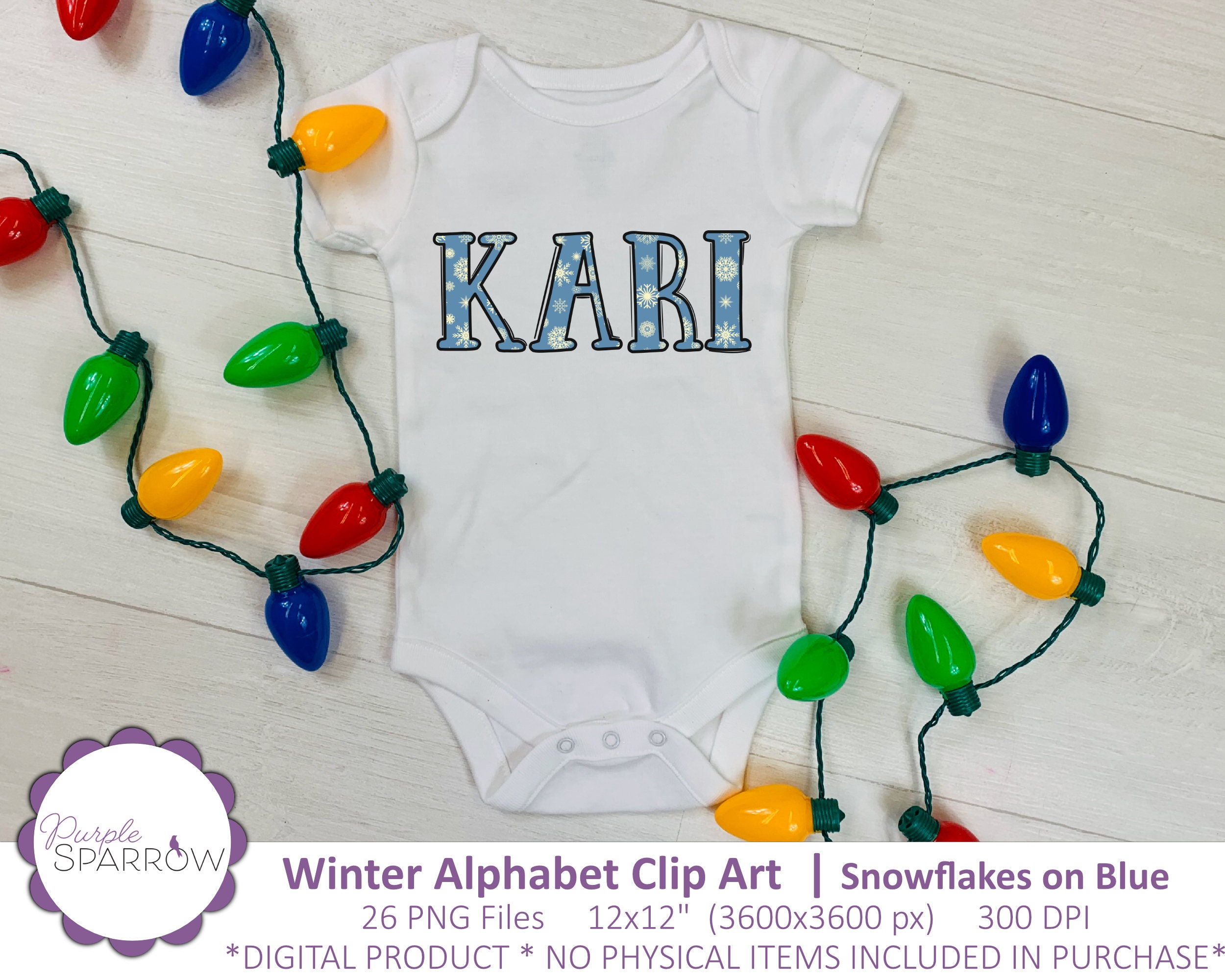 Winter Alphabet Clip Art | Snowflakes on Blue | 26 PNG Files - Etsy