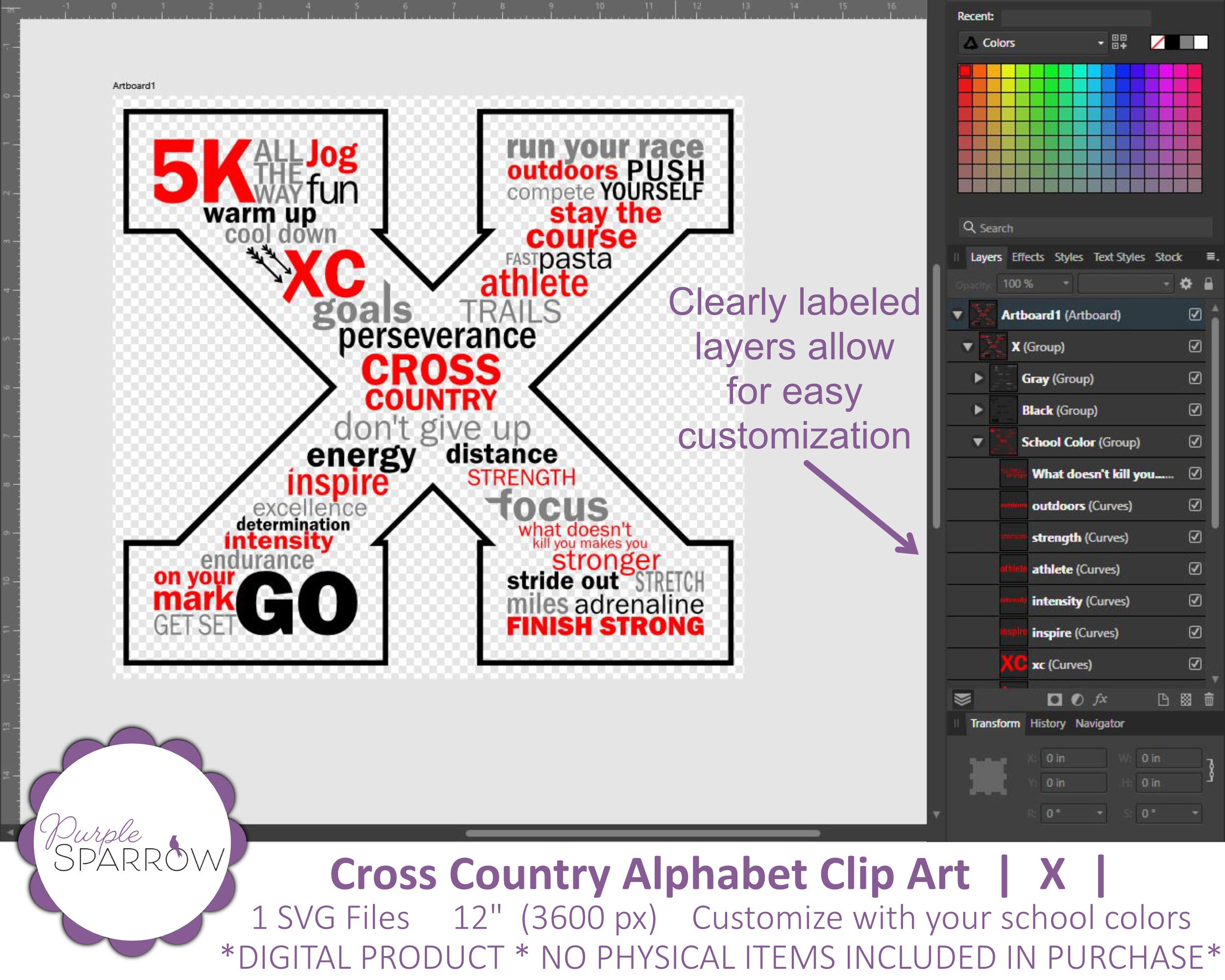 Cross Country Clip Art SVG | X | Sublimation Design for Shirts, Totes ...