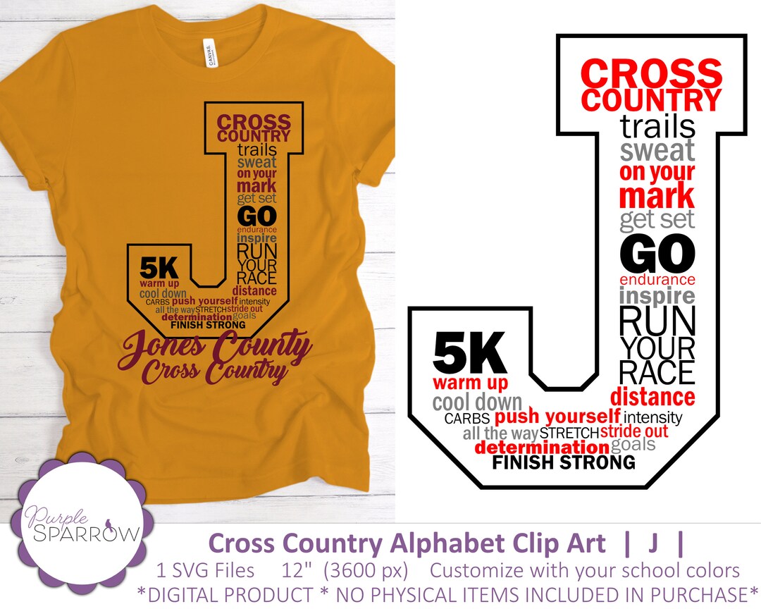 Cross Country Clip Art SVG | J | Sublimation Design for Shirts, Totes ...