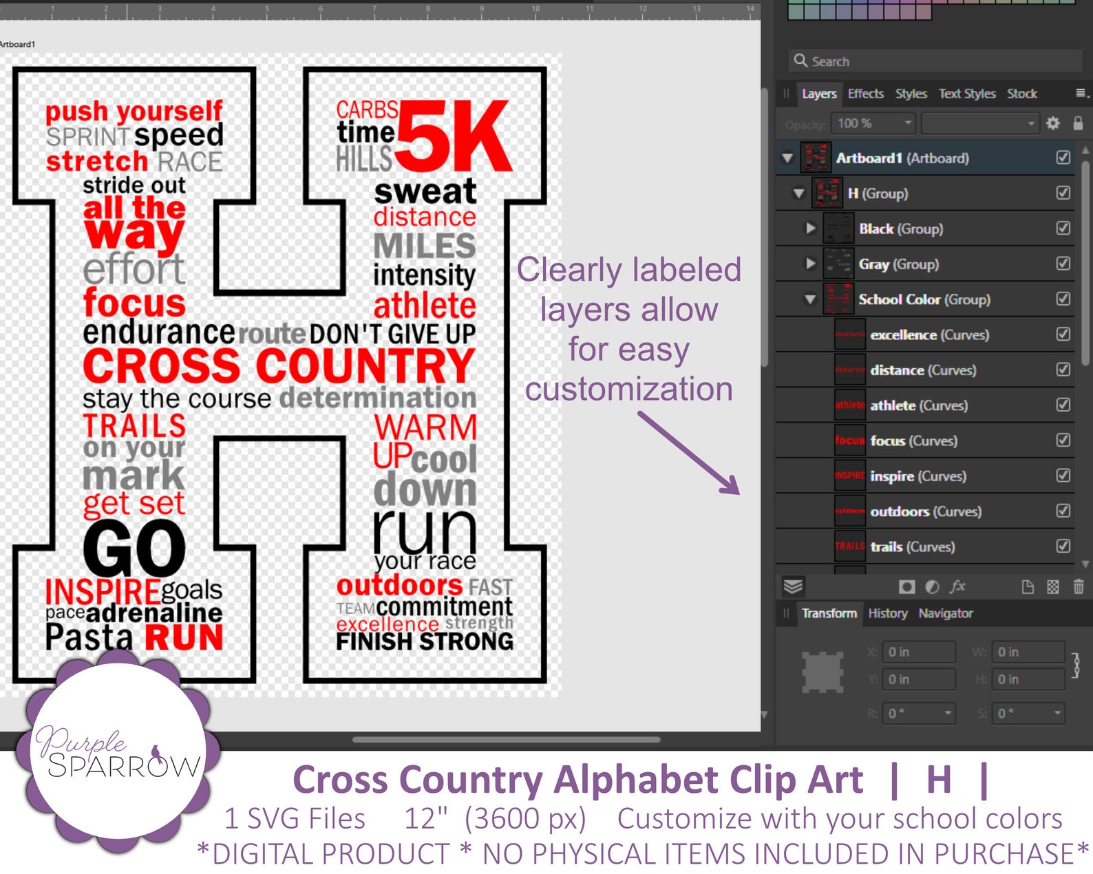 Cross Country Clip Art SVG | H | Sublimation Design for Shirts, Totes ...