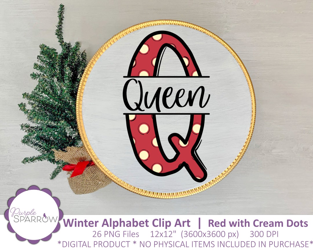 Winter Alphabet Clip Art | Red With Cream Dots | 26 PNG Files - Etsy