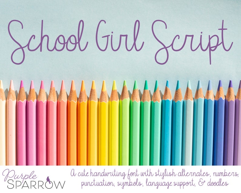 School Girl Script | a Fun, Hand-drawn, Cursive Typeface With Language ...