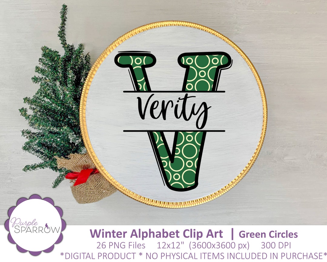 Winter Alphabet Clip Art | Green Circles | 26 PNG Files - Etsy