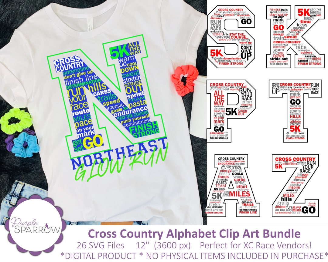 Cross Country Alphabet Clip Art SVG | T Shirt Sublimation Design Bundle ...